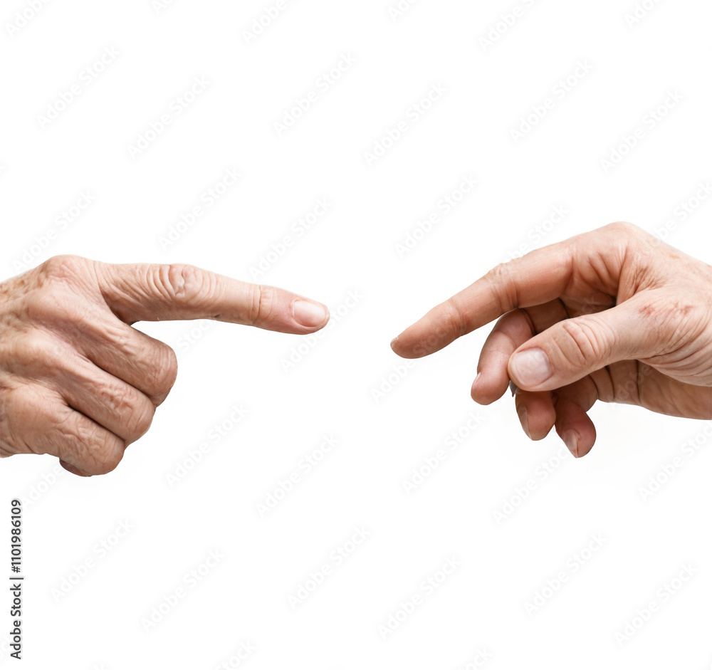 Two Hands Facing Each Other with Contrasting Sizes and Shapes on ...