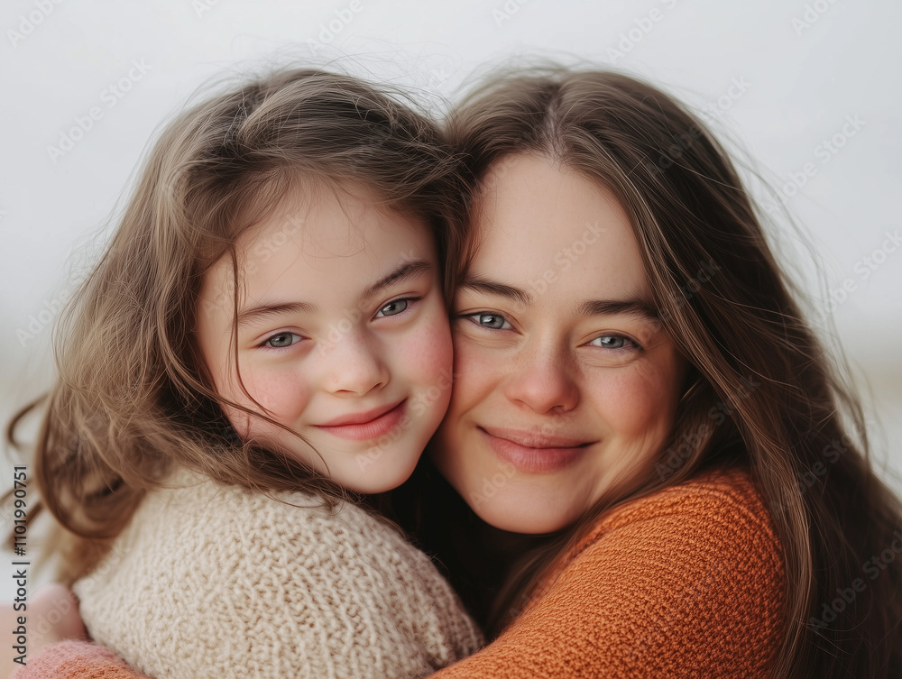 Foto de Stock Une mère âgée de 40 ans et sa fille d'une dizaine d ...