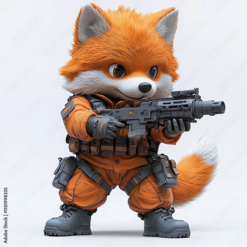 Fox Soldier: A cute and cuddly fox in a military uniform holds a ...