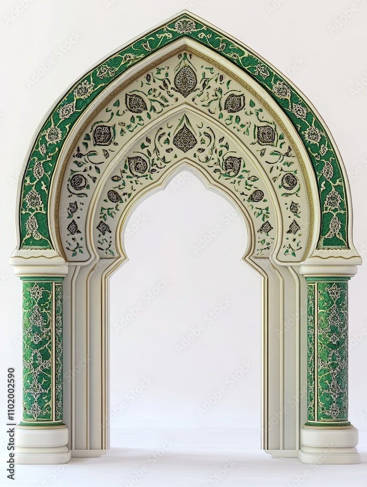 green and cream arch arabic circle architecture with elegant islamic ...