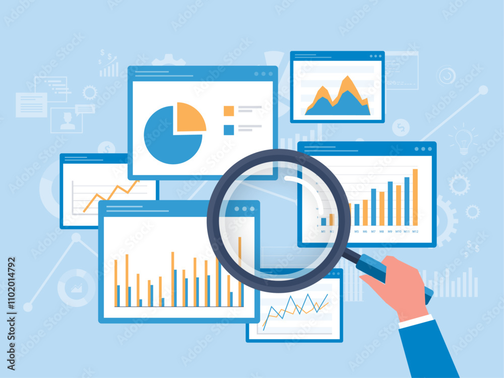 business data analytics research concept. and business finance ...
