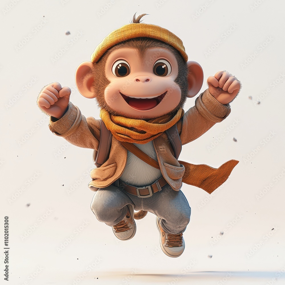Cheeky Monkey Adventure: A happy, adventurous monkey in a stylish ...