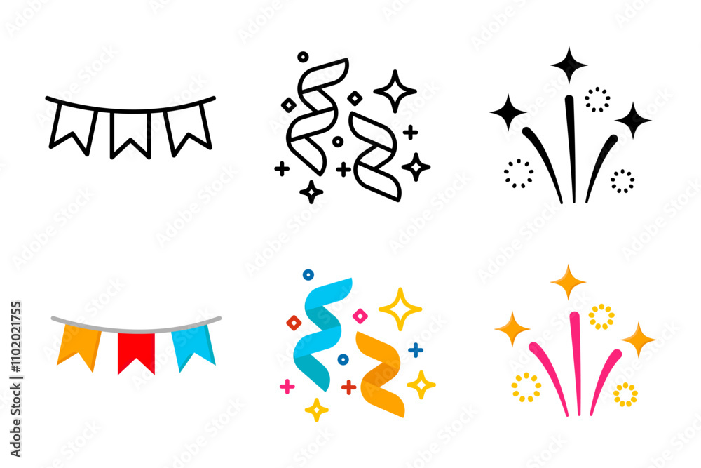Surprise confetti color icon. Birthday party symbol. Holiday sign ...