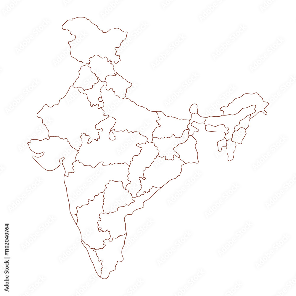 Map of India icon vector. Line India Map illustration vector. Indian ...