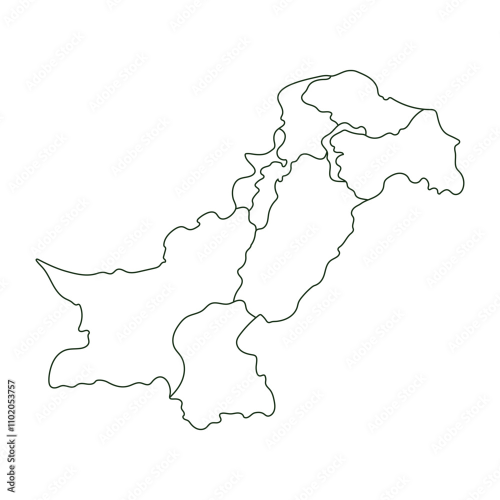 Geography Pakistan Map icon vector. Line Pakistani map icon. Pakistan ...