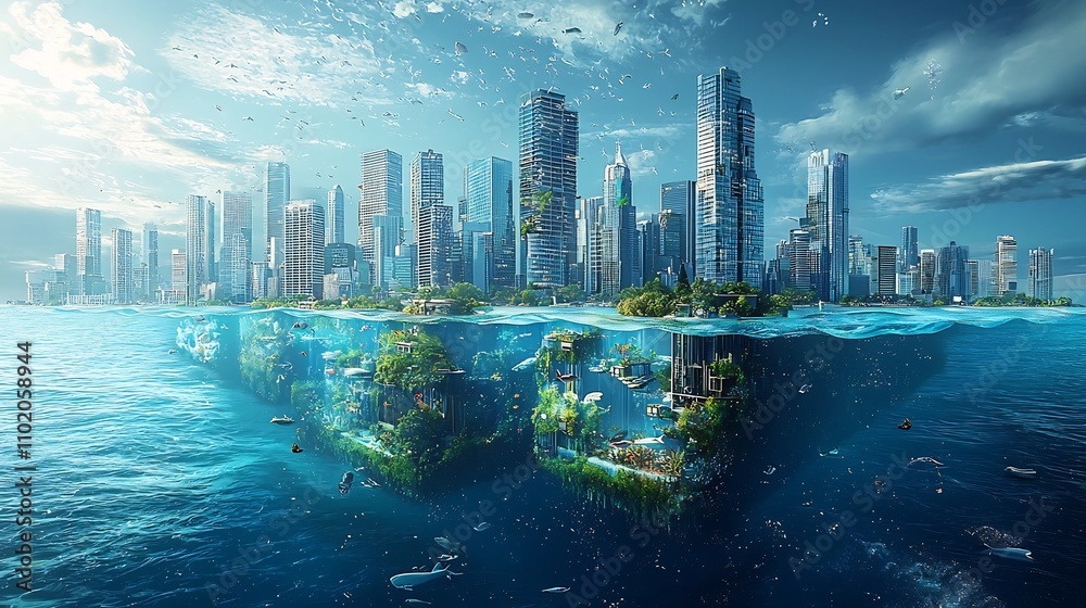 Futuristic Ocean City of Innovation and Sustainability with ...