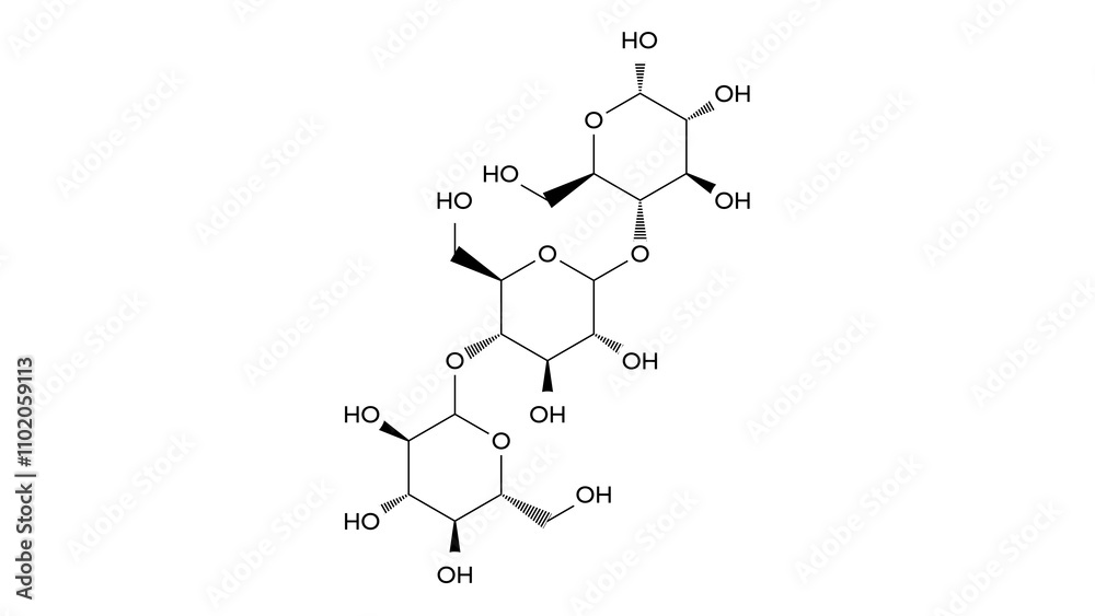 dextrin molecule, structural chemical formula, ball-and-stick model ...