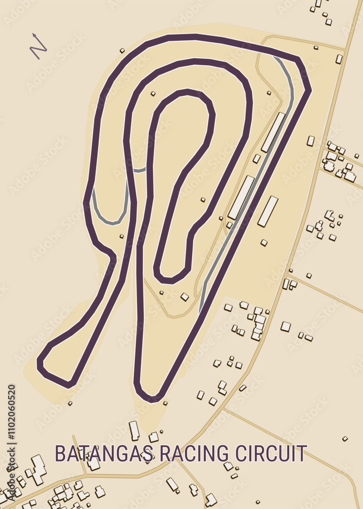 The image depicts a map of the Batangas Racing Circuit, a race track ...