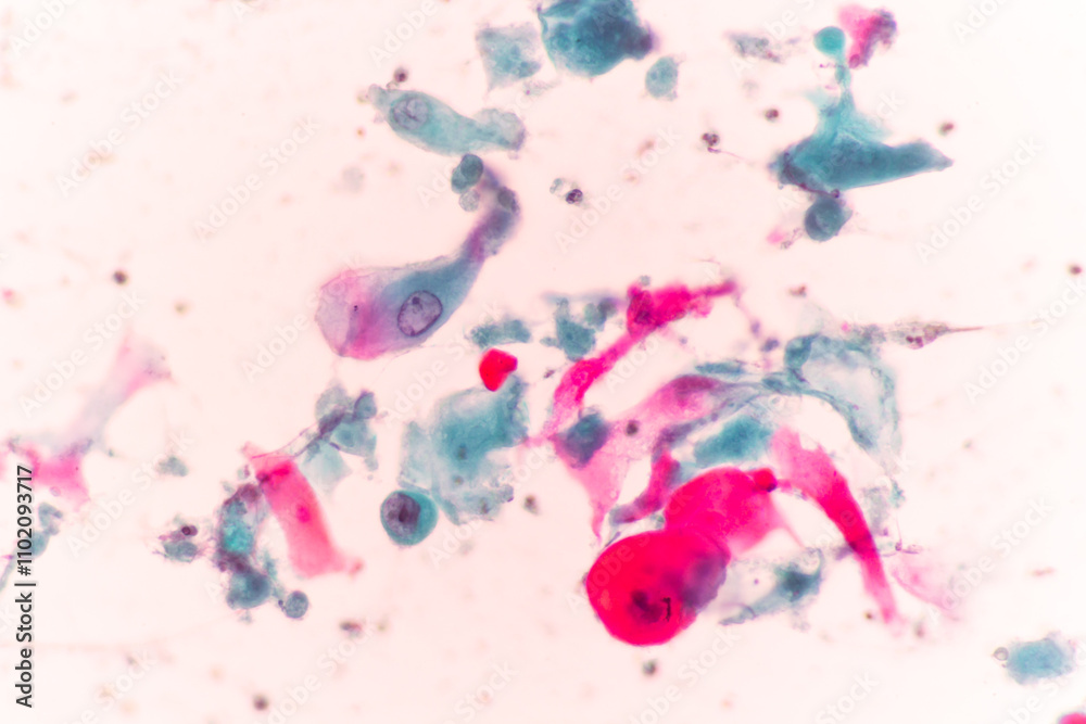 View in microscopic of abnormal cervical or vagina cells.Squamous ...
