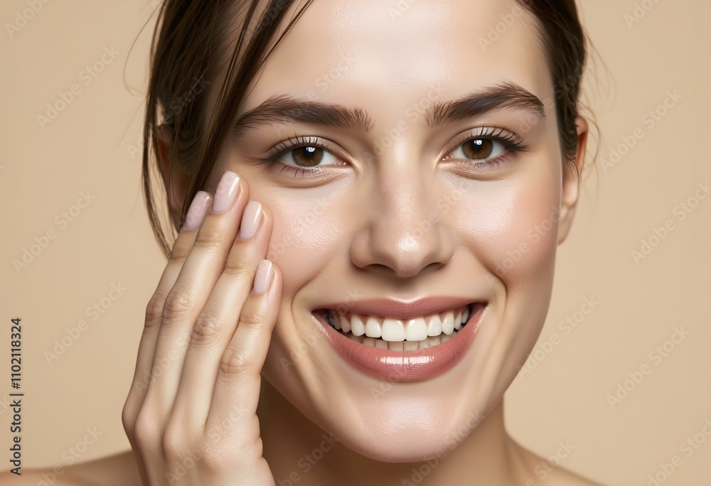 Charming relaxed and gentle young woman making cosmetological procedure ...