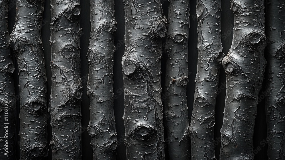 Dark tree bark texture with knots and rough patterns in vertical ...