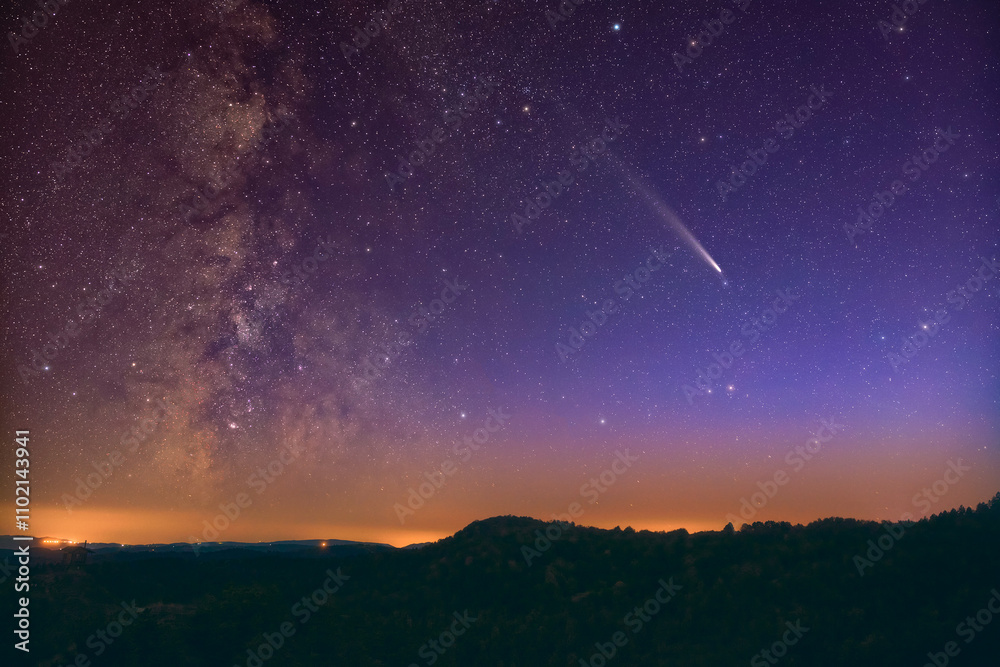 Comet C2023A3 Tsuchinshan ATLAS with Milky Way stars photographed from ...