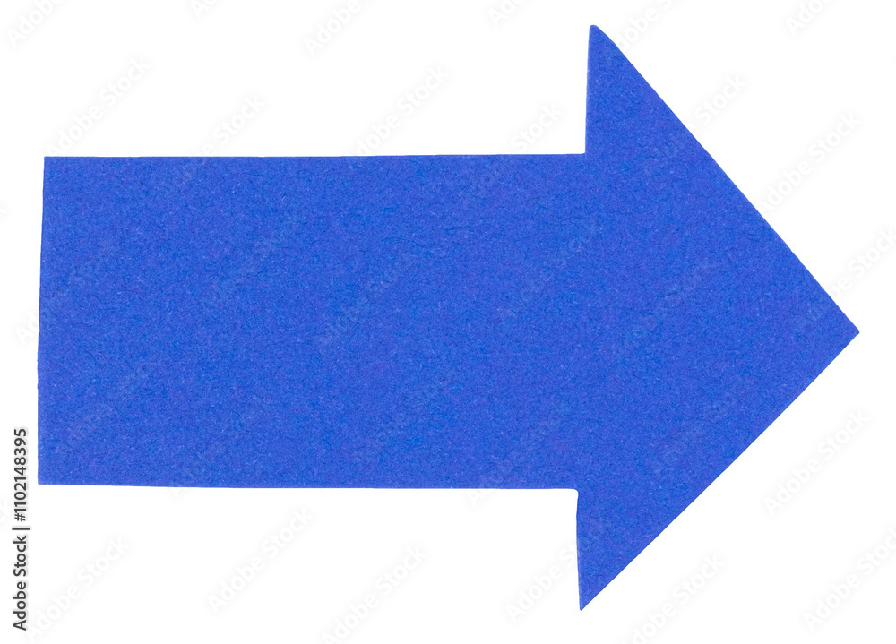 Isolated cut out blue paper cardboard arrow direction sign with texture ...