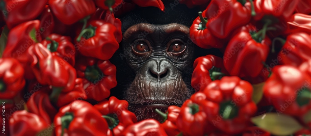 A curious and observant chimpanzee a member of the great ape family ...