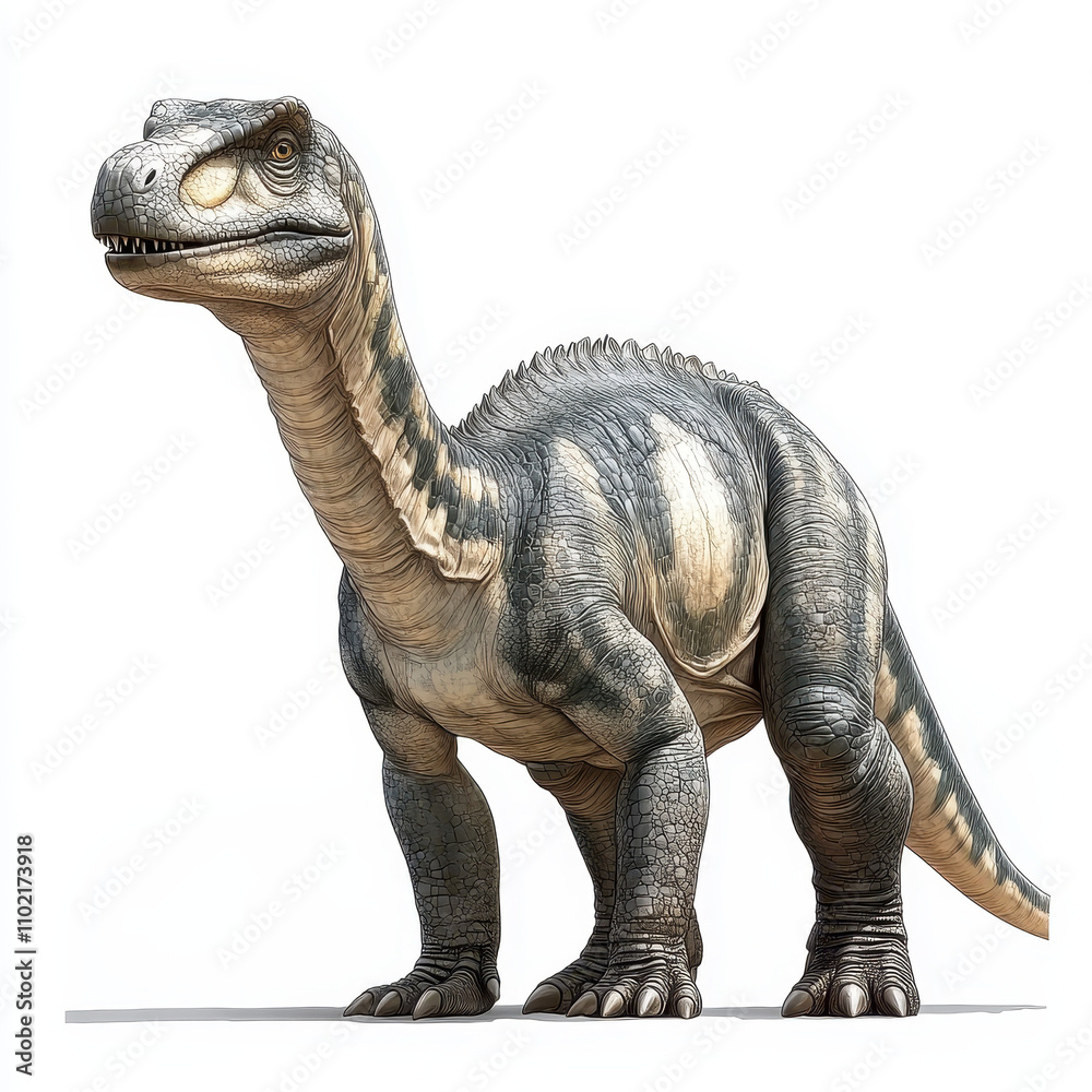 artistic representation of Hadrosaurus dinosaur on clean white ...