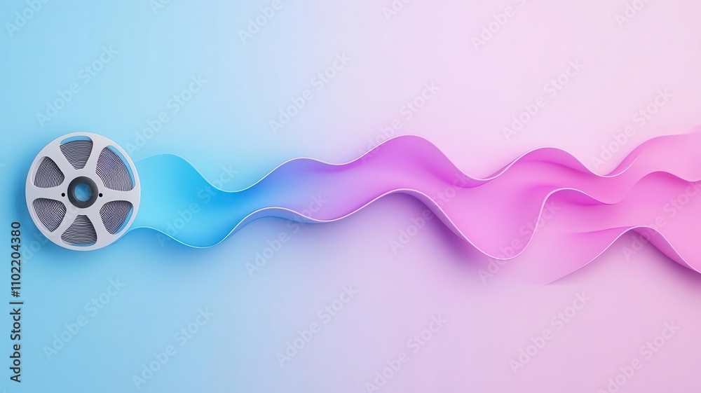 Colorful wave design with film reel, perfect for creative projects and ...