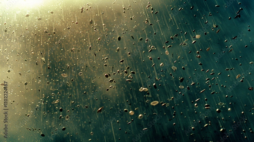 Floating particles in dimly lit shimmering rain 3d rendering image ...