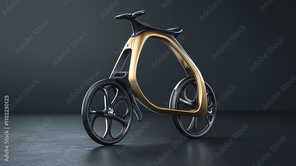 A compact folding bicycle with a triangular frame design, shown mid ...