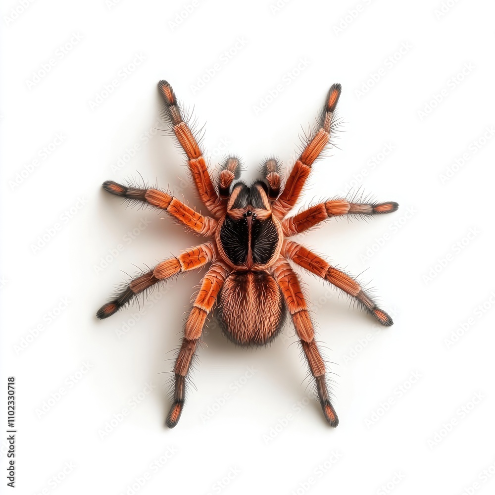 Detailed Close-Up of a Vivid Orange Tarantula with Distinctive Hairy ...