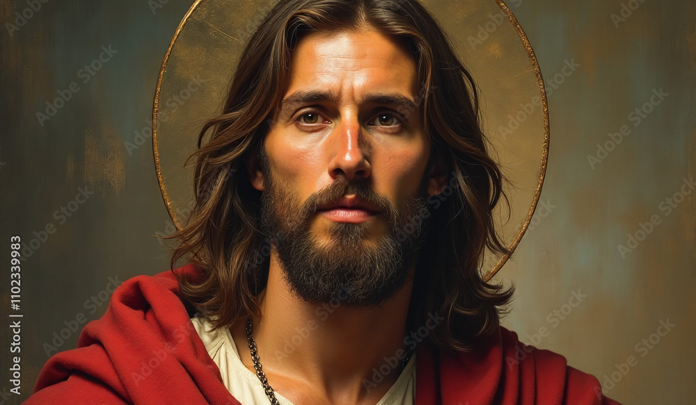 beautiful portrait jesus christ iconic illustration life teachings art ...