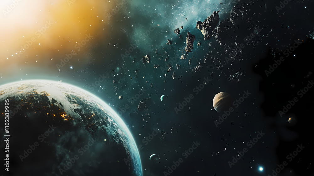 View of the solar system from far out in a different galaxy, capturing ...