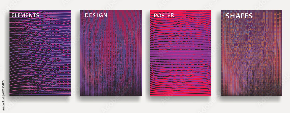Glitch distorted geometric template brochures . Modern art design ...