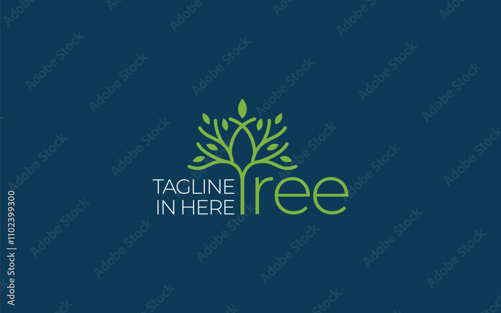 Word mark logo icon formed tree symbol in letter t with green color ...
