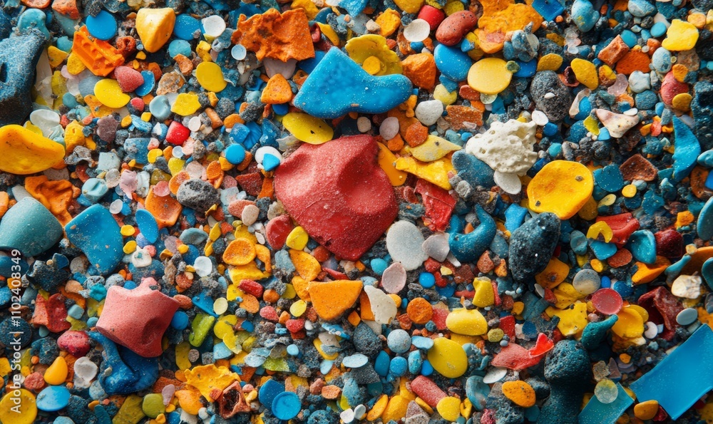 Ilustración de Stock Scientific study of microplastics under a ...