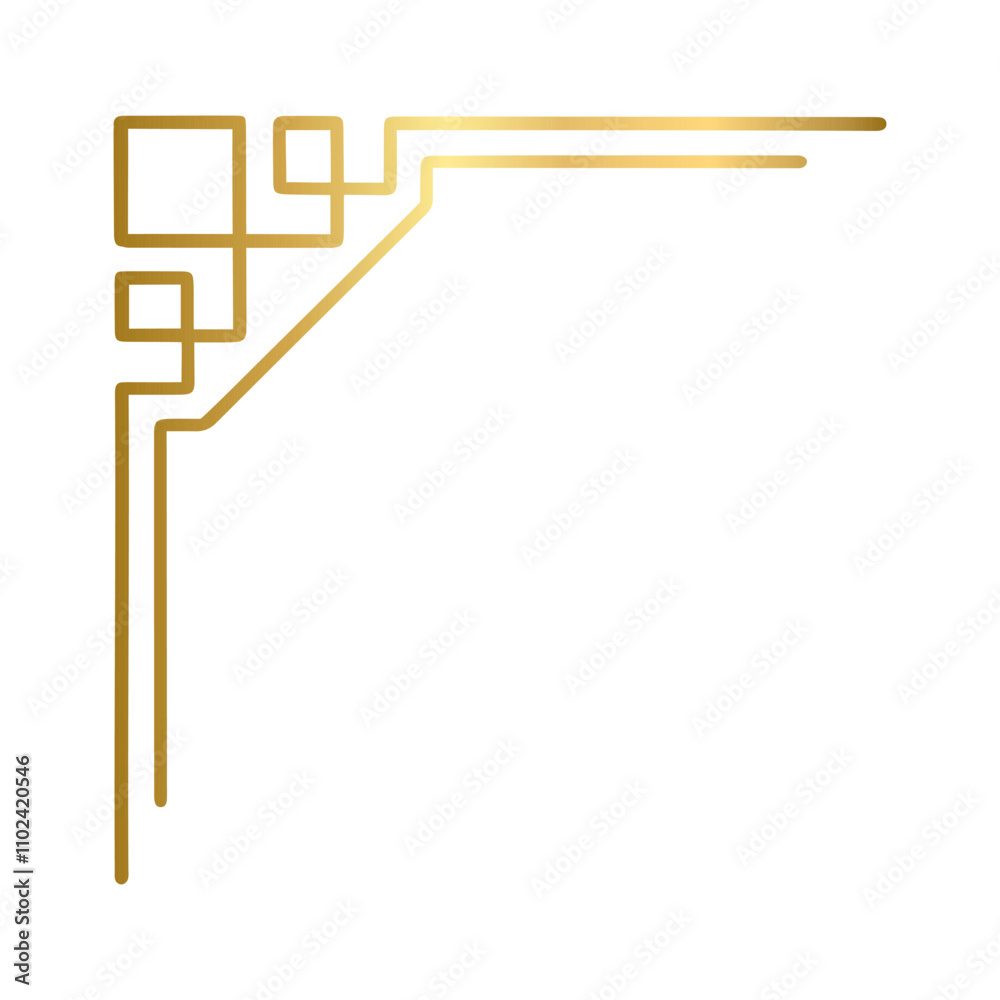 Golden geometric corners frames doodle. Vintage decorative angle border ...