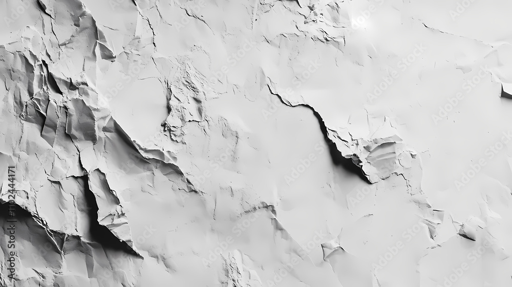 Vintage crumpled paper texture in negative space on white background ...