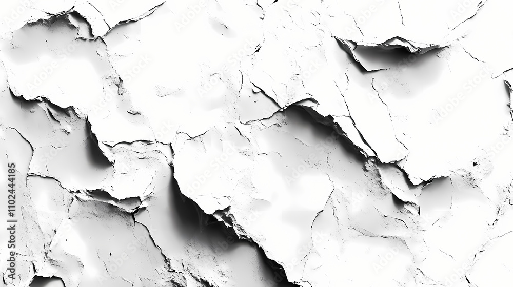 Vintage crumpled paper texture in negative space on white background ...