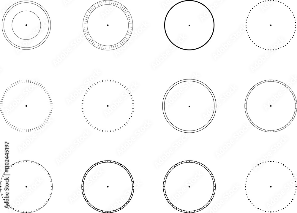 Mechanical clock faces with arabic numerals, bezel. Timer or stopwatch ...