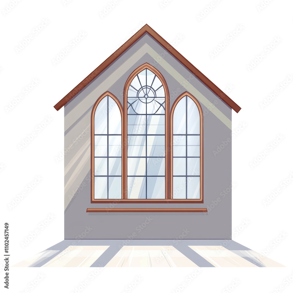 Gothic Revival Chapel Window: A plain glass window with pointed arches ...