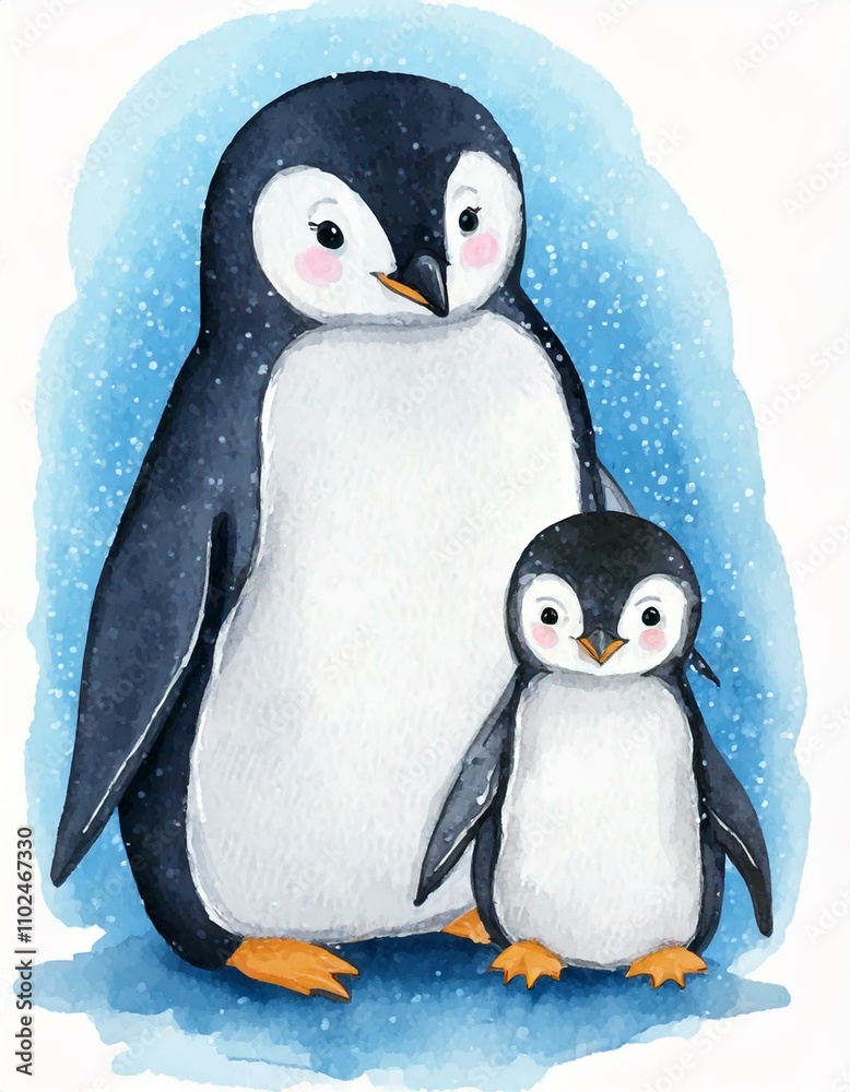 Cute Watercolor Penguins Winter Watercolor vector images create your ...