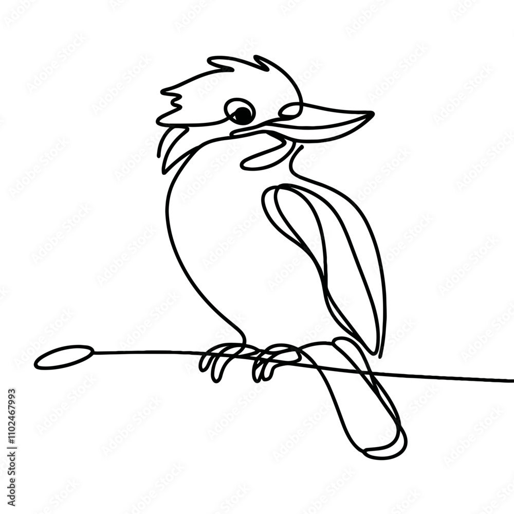 Kookaburra line art illustration sitting on transparent background for ...