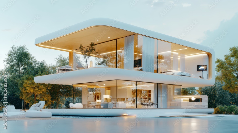 Digital architectural design of an eco-friendly modular home on a ...