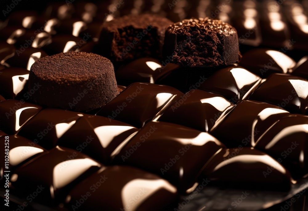 enticing close luxurious rich dark chocolate textures revealing creamy ...