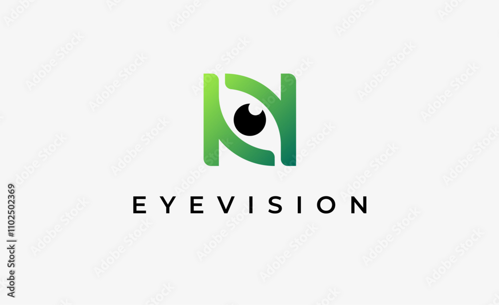 Logo Letter N and Eye Vision. Digital, visual with modern and ...