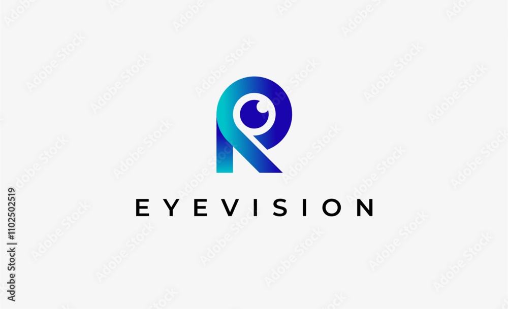Logo Letter R and Eye Vision. Digital, visual with modern and ...