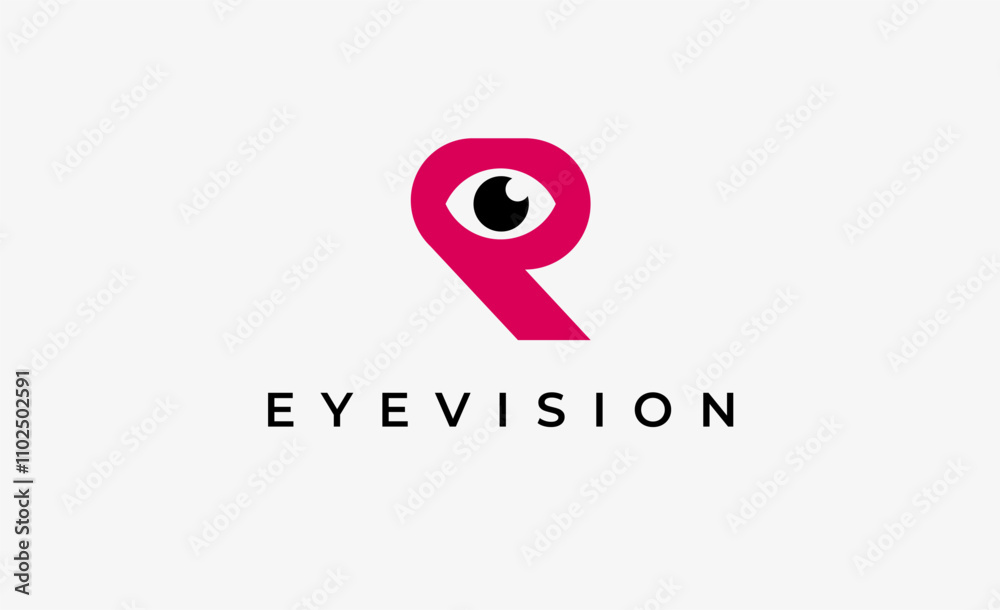 Logo Letter R and Eye Vision. Digital, visual with modern and ...
