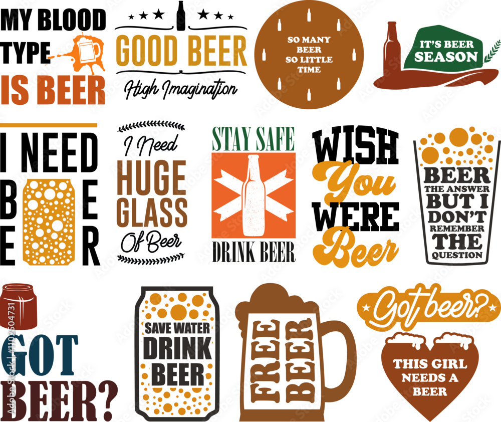 Vector de Stock Beer SVG, Beer Quotes SVG bundle, Beer Glass SVG ...
