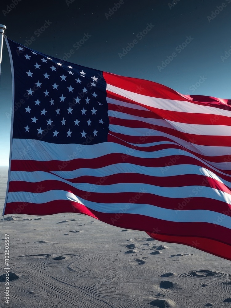 The American flag is shown in slow motion, with the waving motion ...