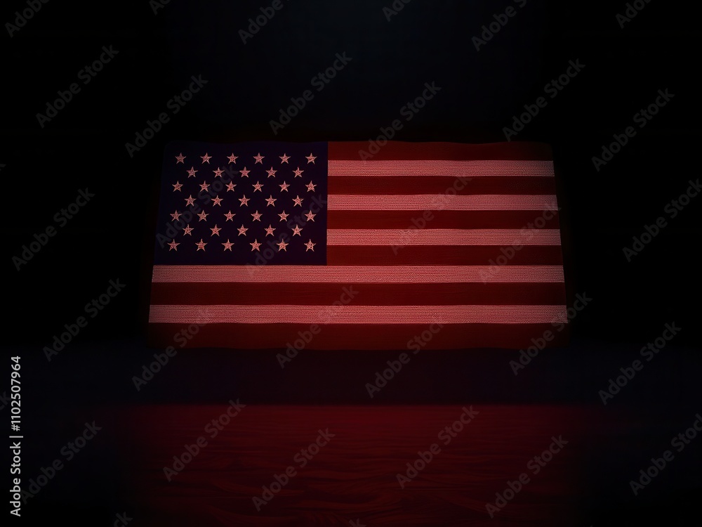 Flag with 13 horizontal stripes of red and white on a black background ...