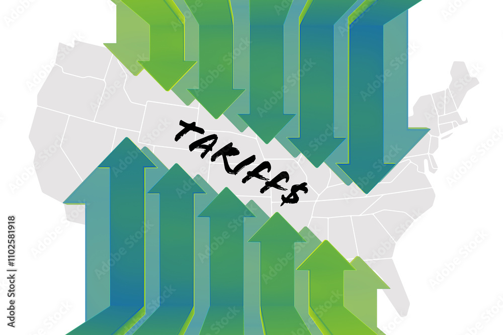 illustration of potential tariff increase concept with arrows pointing ...