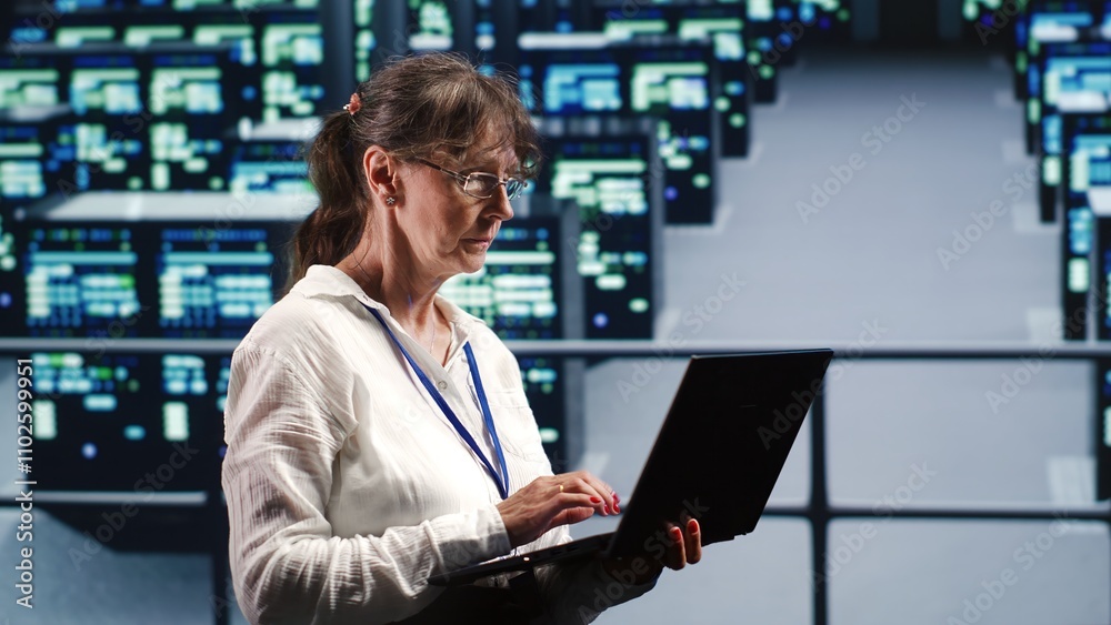 Data storage company executive working in workspace housing GPU ...