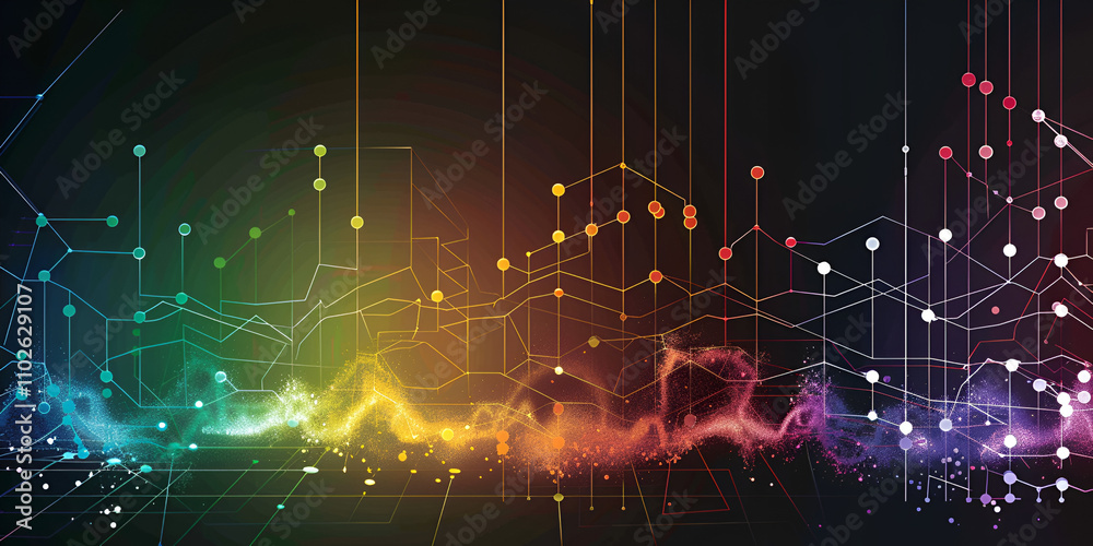 Data Visualization with Colorful Graphs and Lines in Abstract Style ...