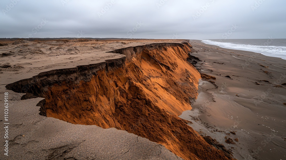 Coastal erosion over centuries, a sandy beach from history now covered ...