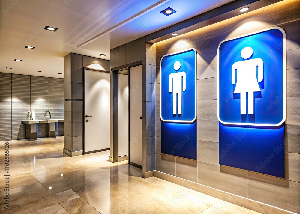 Panoramic Restroom Signs: WC Symbols, Man & Woman Toilet Signage ...
