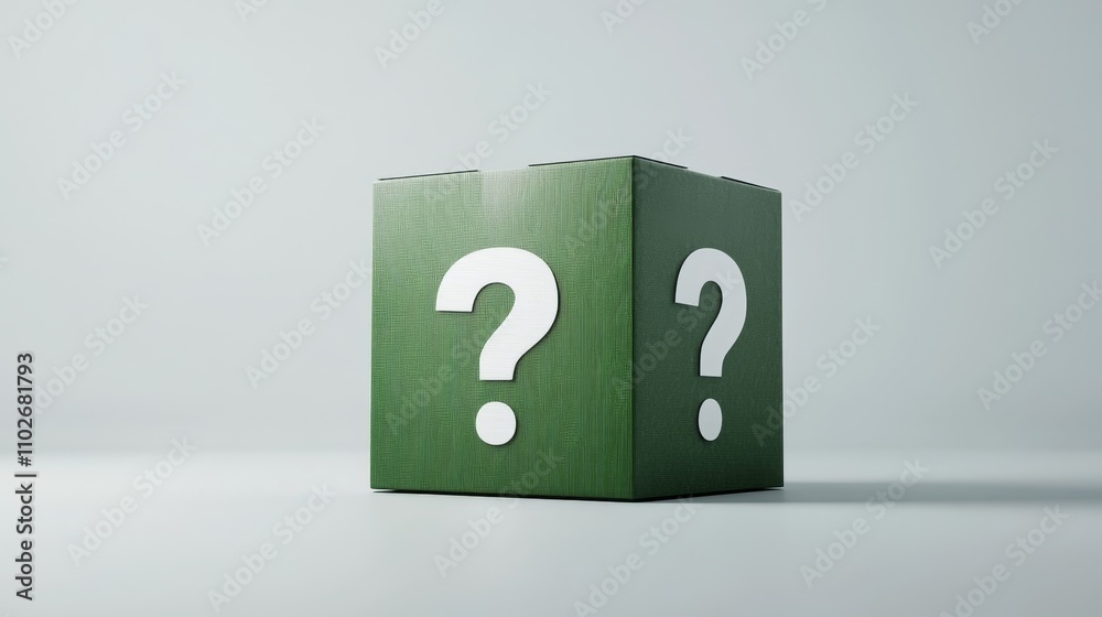 Mysterious Green Box with Question Mark Symbols Stock Illustration ...
