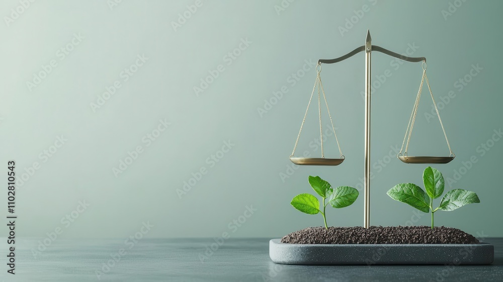 Conceptual balance scale with Profit and Planet as weights, green ...